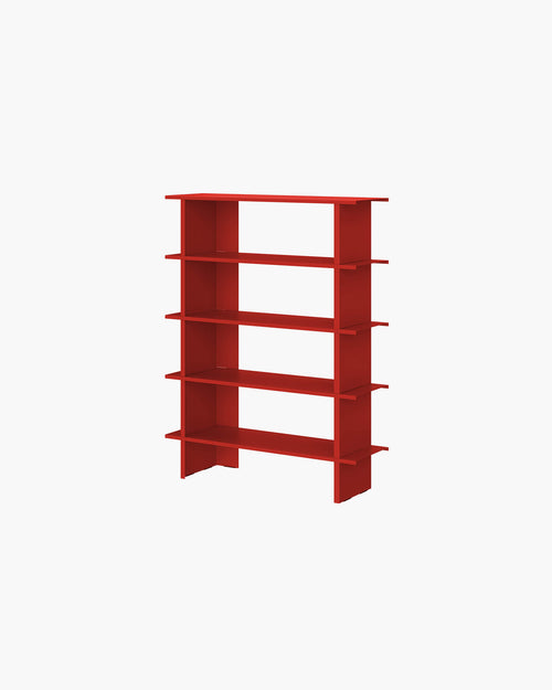 Hes Bookcase - 5-tier large red steel living room shelving - noo.ma