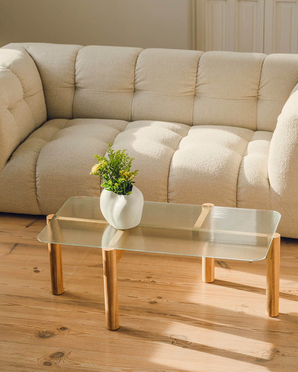 Kob Coffee Table - oak - living room table with glass top - noo.ma