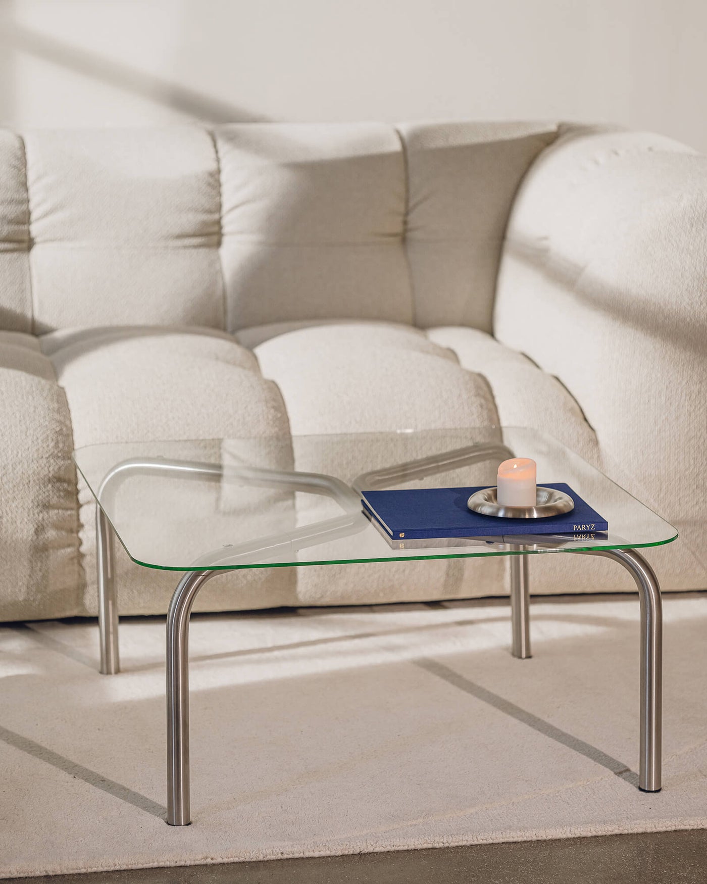 Uku Coffee Table - glass & steel elegant living room table - noo.ma