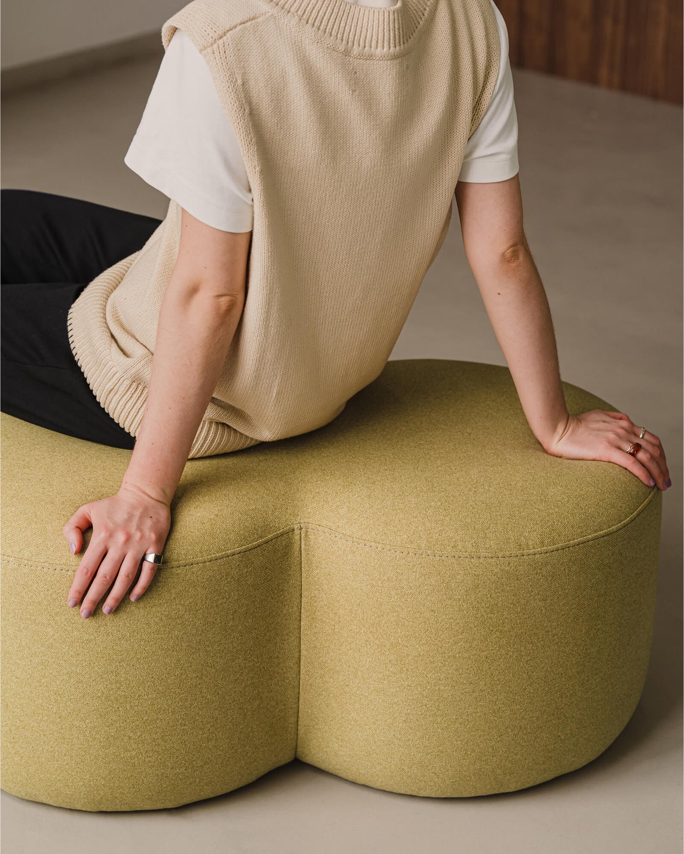 Umbo Pouf - Poppy Red - comfy large rounded ottoman - noo.ma