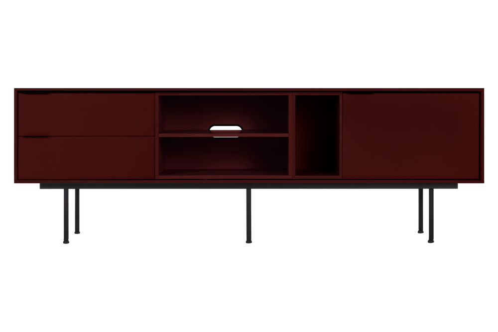 Mod TV Stand - modern, customizable, burgundy TV unit - noo.ma