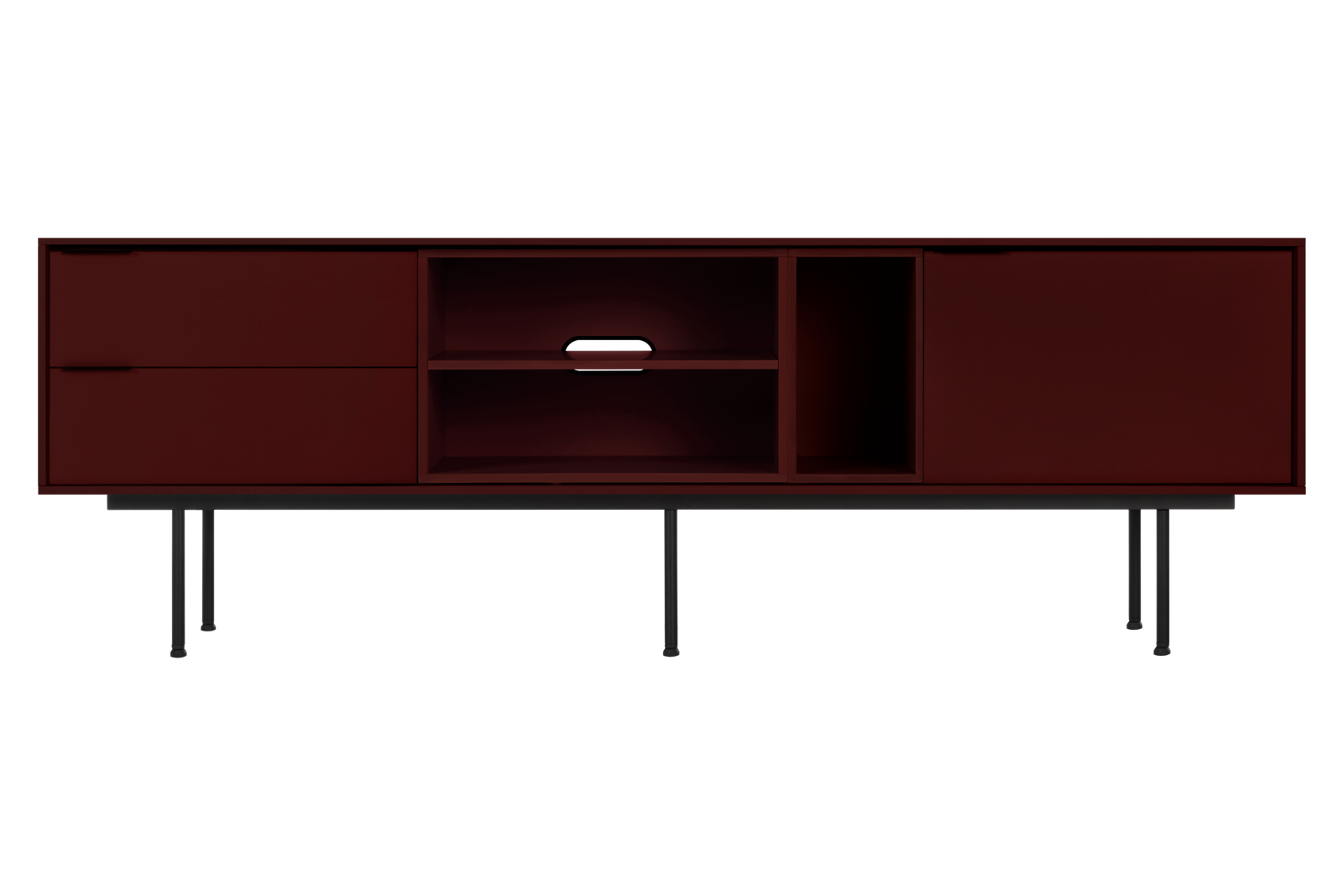 Mod TV Stand - modern, customizable, burgundy TV unit - noo.ma