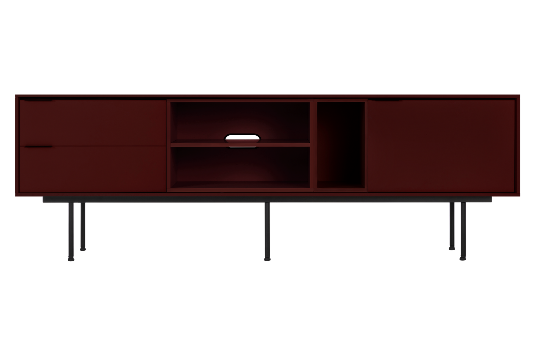 Mod TV Stand - modern, customizable, burgundy TV unit - noo.ma