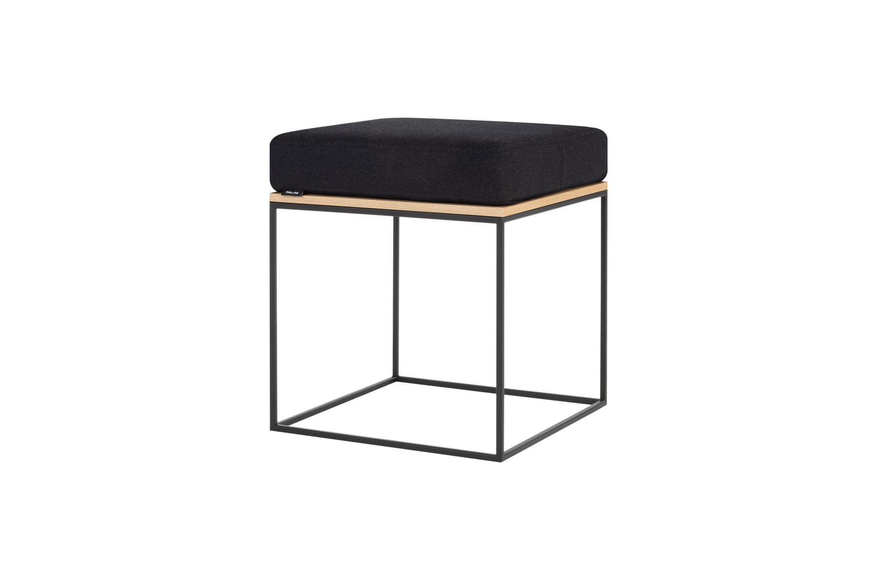 Feo Pouf - oak pouf, black cushion, small side table for living room ...