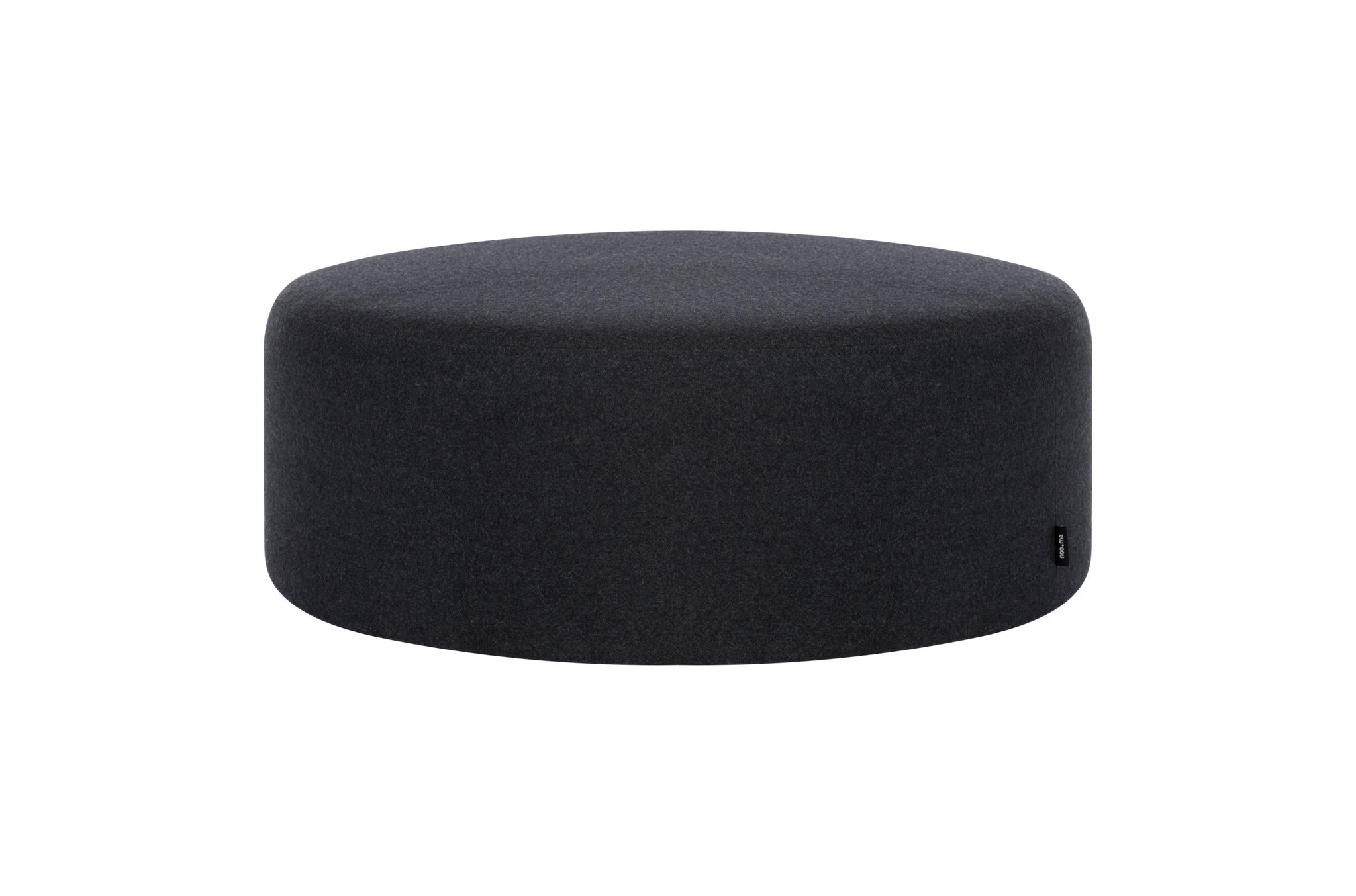 Folk Pouf Wide - black, round pouf, large wool ottoman - noo.ma
